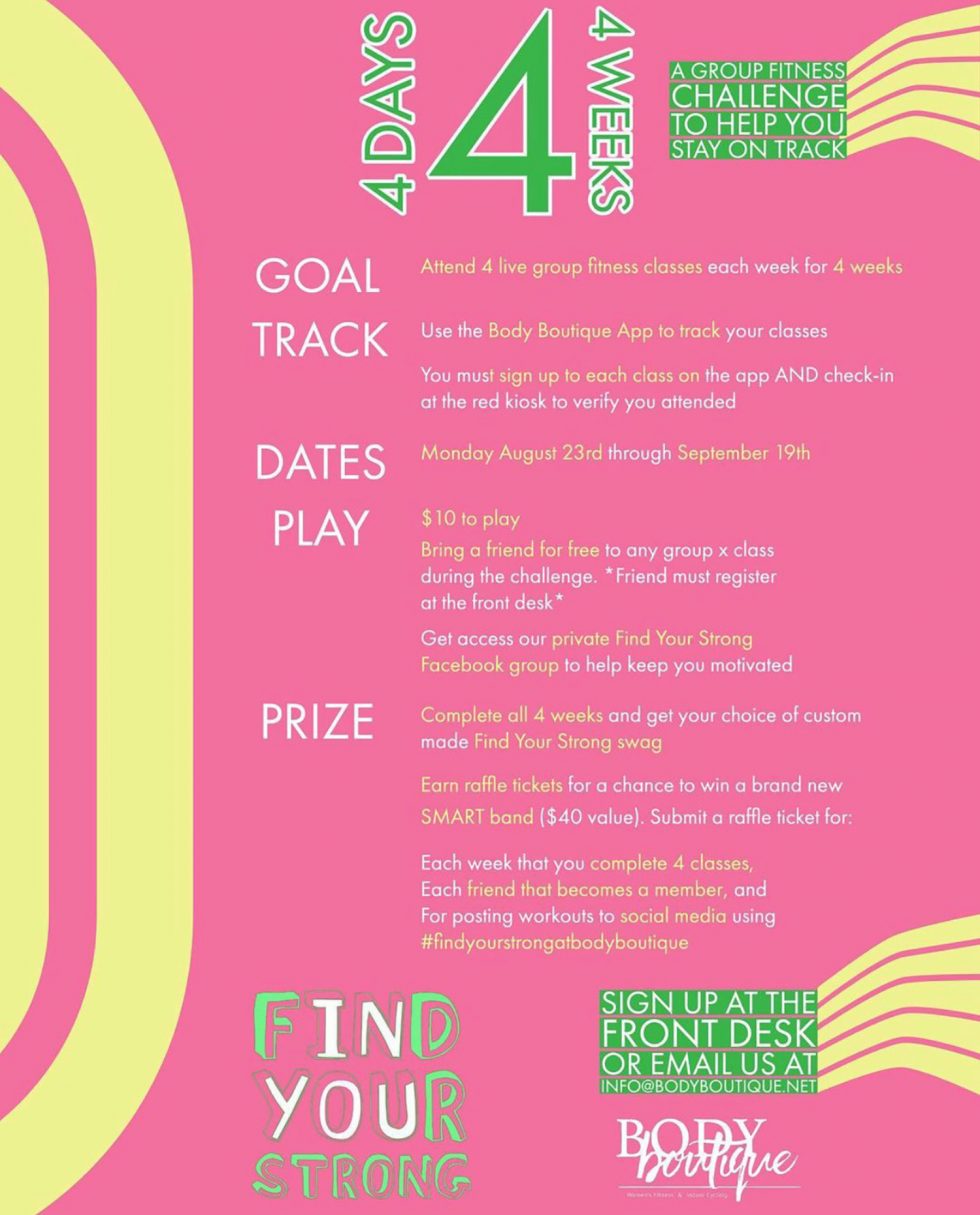 Group Fitness Challenge - 4 Days 4 Weeks - Body Boutique Fitness
